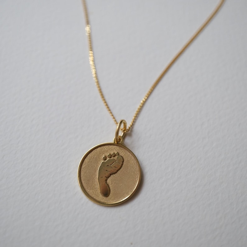 Personalized Baby Footprint Necklace, Engraved Handprint Kids Name, Mom ...