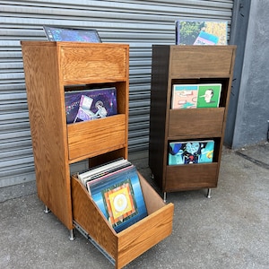 R/D Record Storage Cabinet, 2-drawer With Open Top Shelf, Vertical ...