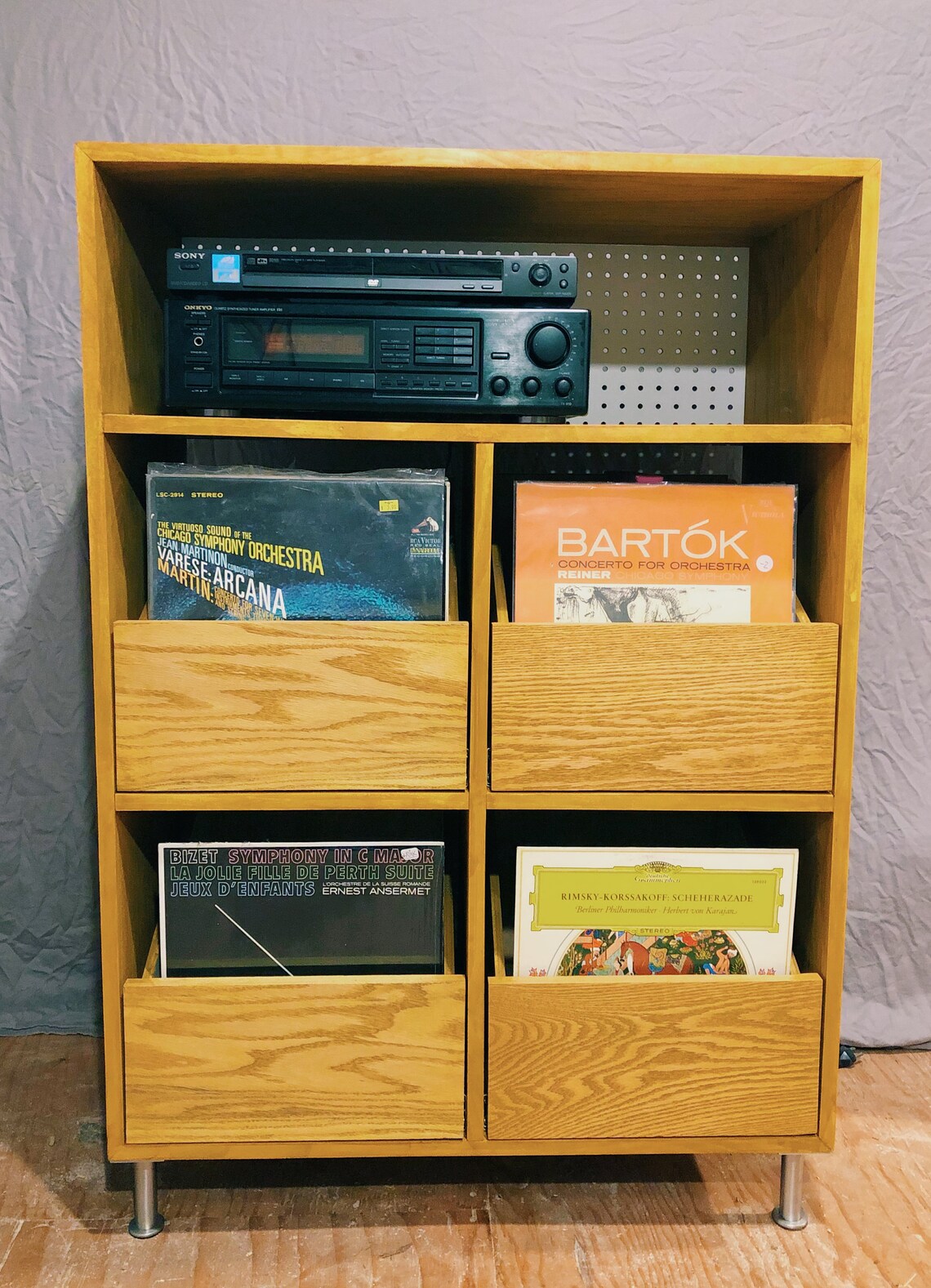 Record Storage Cabinet 4-drawer With Receiver Bay - Etsy