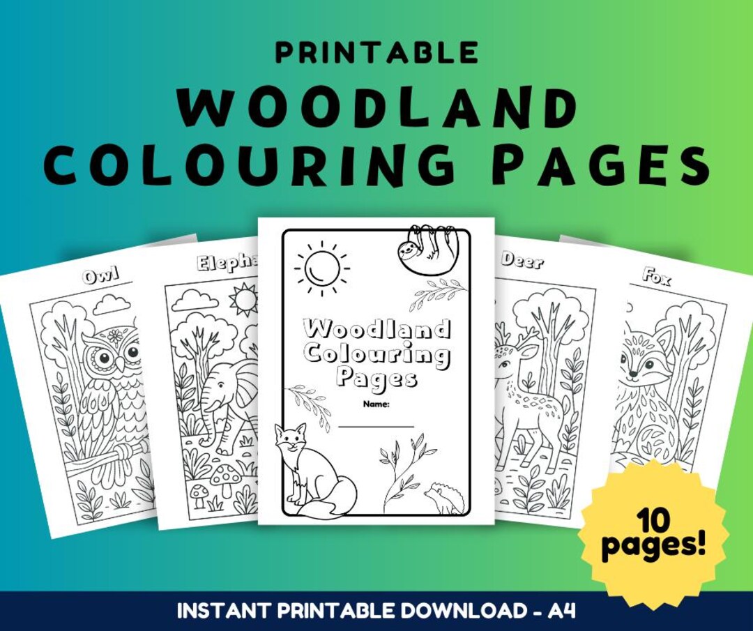 Printable Woodland Colouring Pages for Kids – 10 A4 Animal Colouring ...