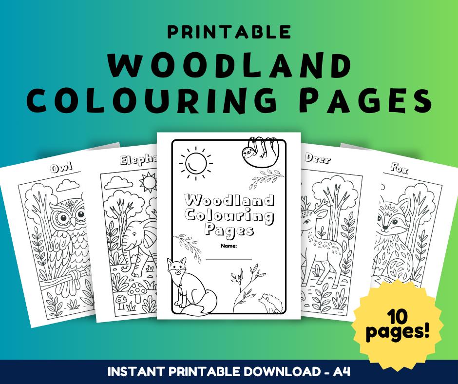 Printable Woodland Colouring Pages for Kids – 10 A4 Animal Colouring ...