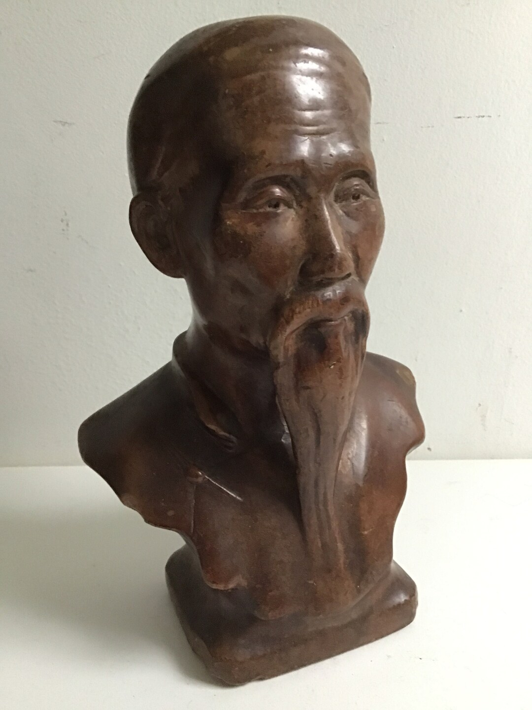 Asian CONFUCIUS Figural Man, Vintage Heavy Red Clay or Plaster, 1930S ...