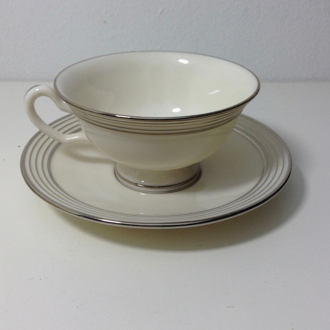 Green Mark Lenox Footed Cup and Saucer. J332 Rhythm Pattern Vintage ...