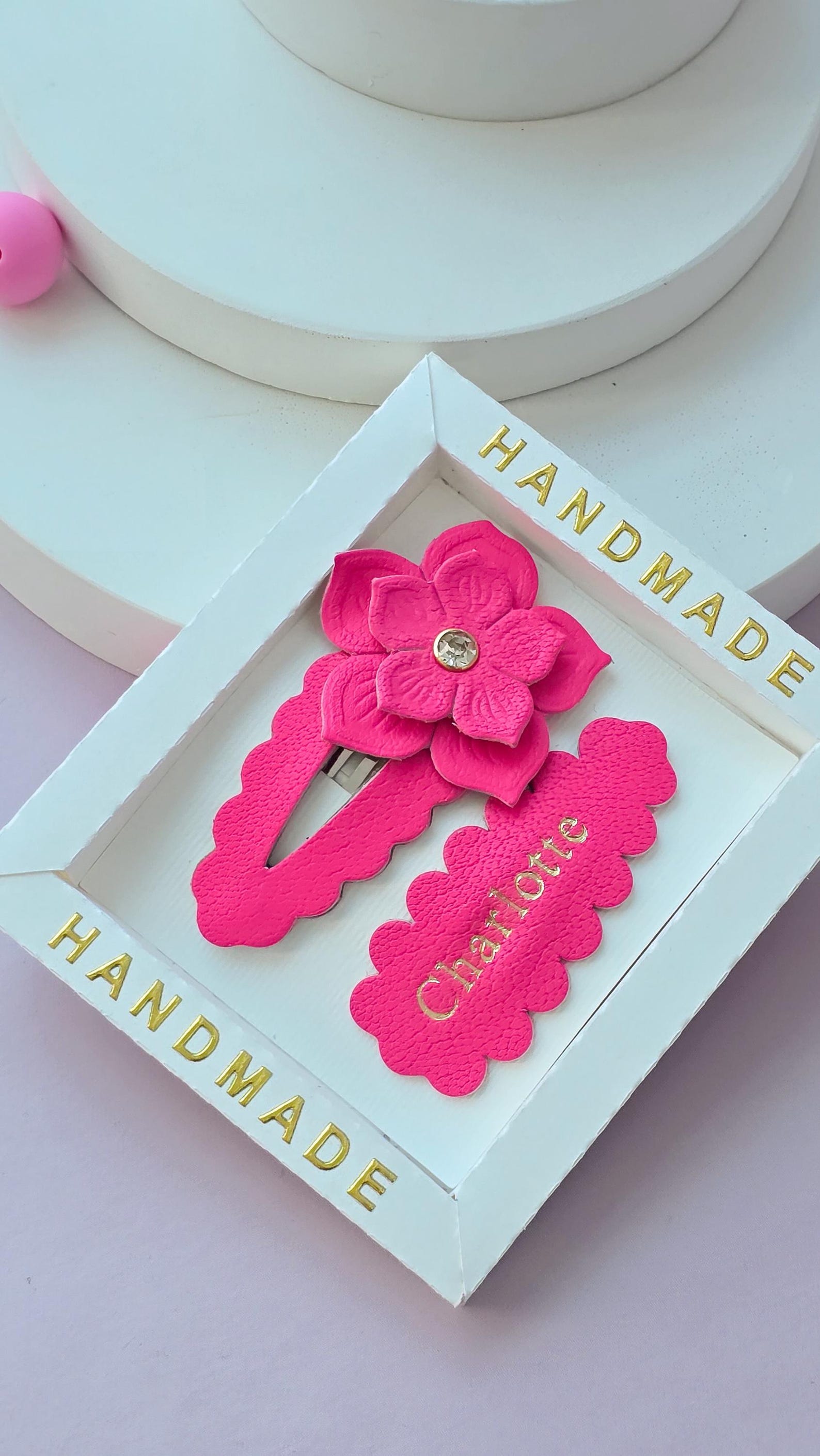 Personalized Leather Hair Clips – Custom Name & Flower Snap Clips - Etsy