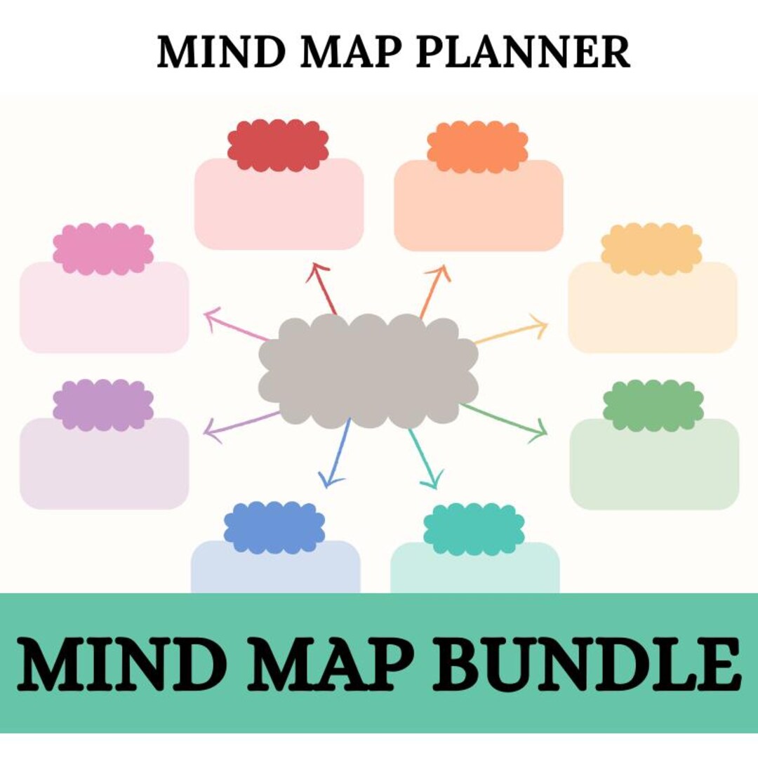 Mind Map Template Bundle – 20 +3 Bonus Different Colourful Printable ...