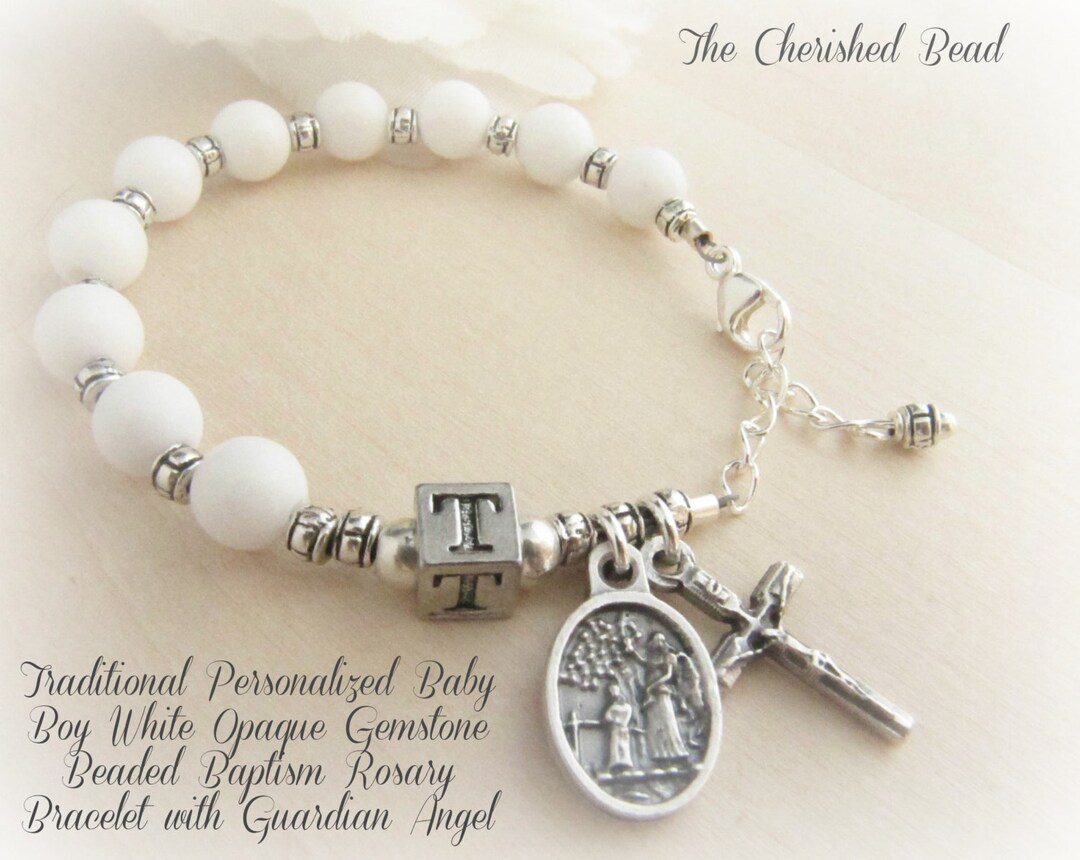 Traditional Baby Boy Baptism White Opaque Gemstone - Etsy