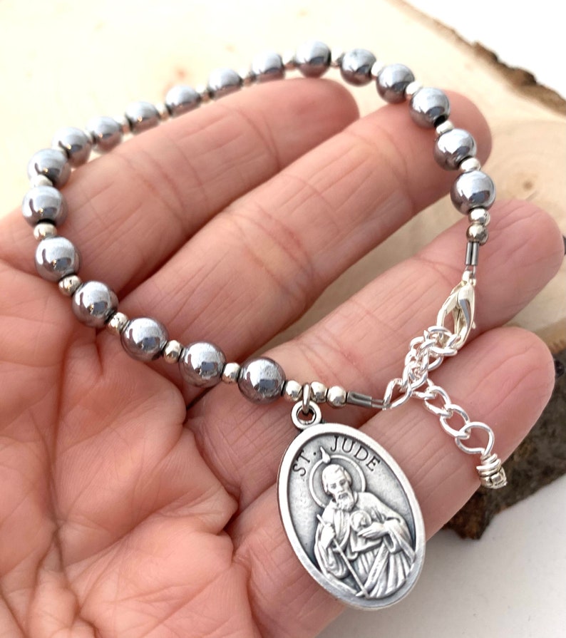 Beautiful Silver Bracelet with Traditional Catholic Saint of | Etsy