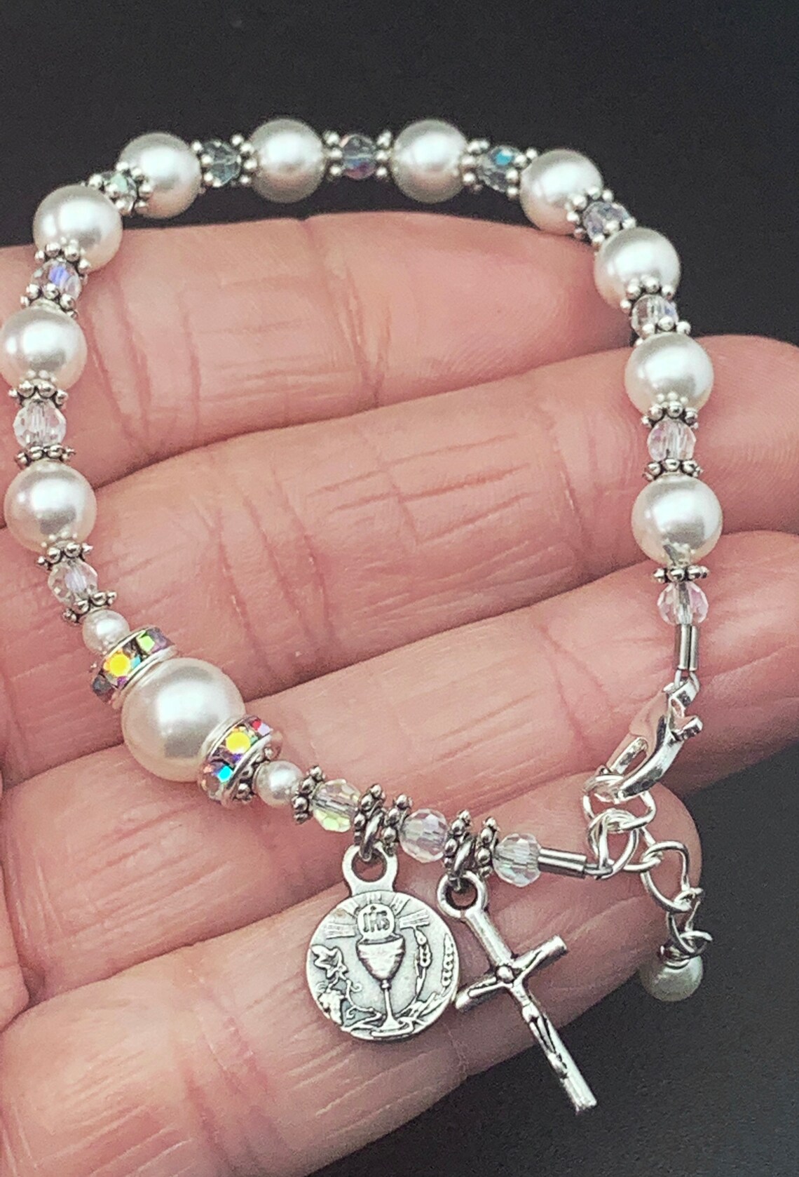 Traditional Catholic First Communion Rosary Bracelet With - Etsy