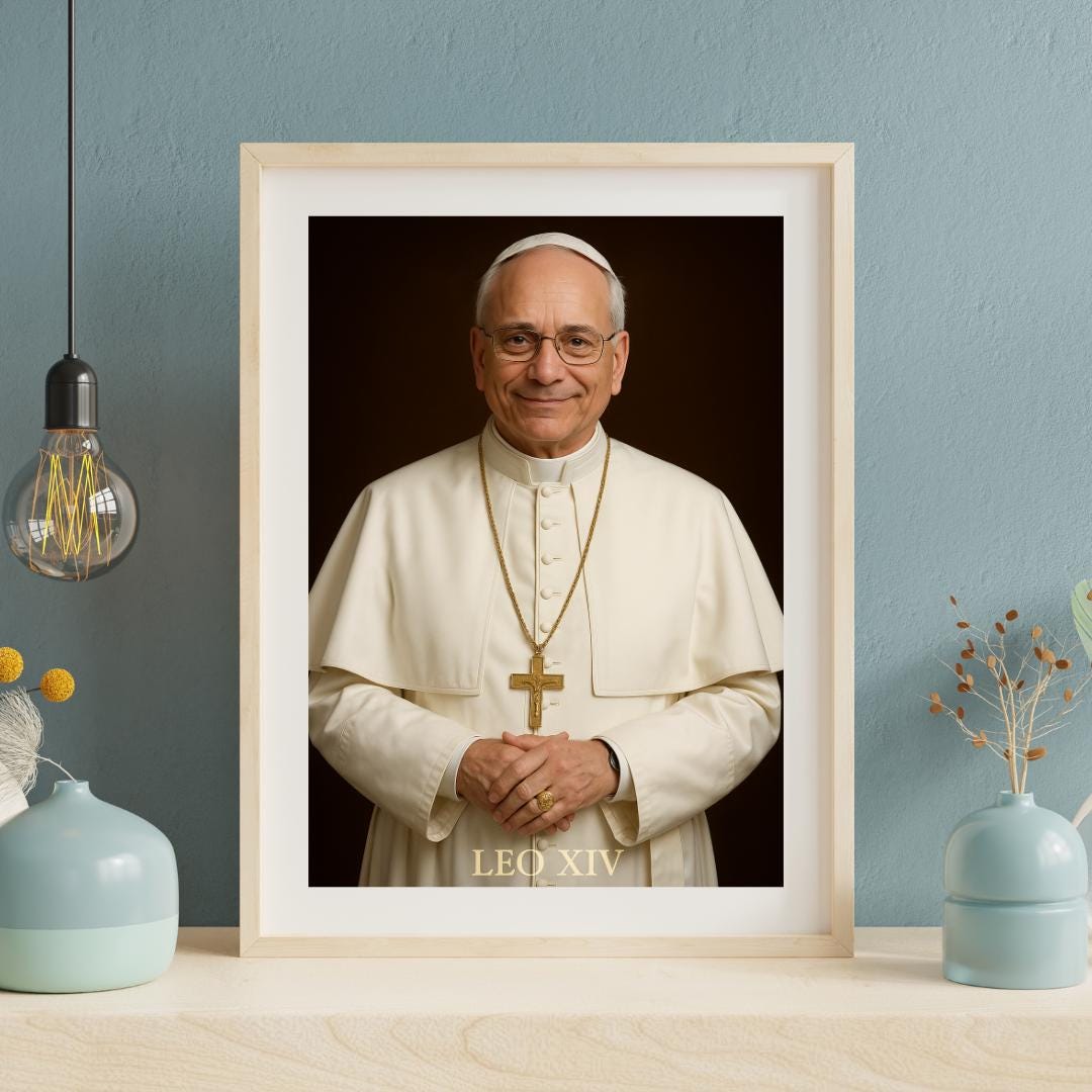 Pope Leo Digital Portrait: Catholic Christian Wall Art Print, Home ...