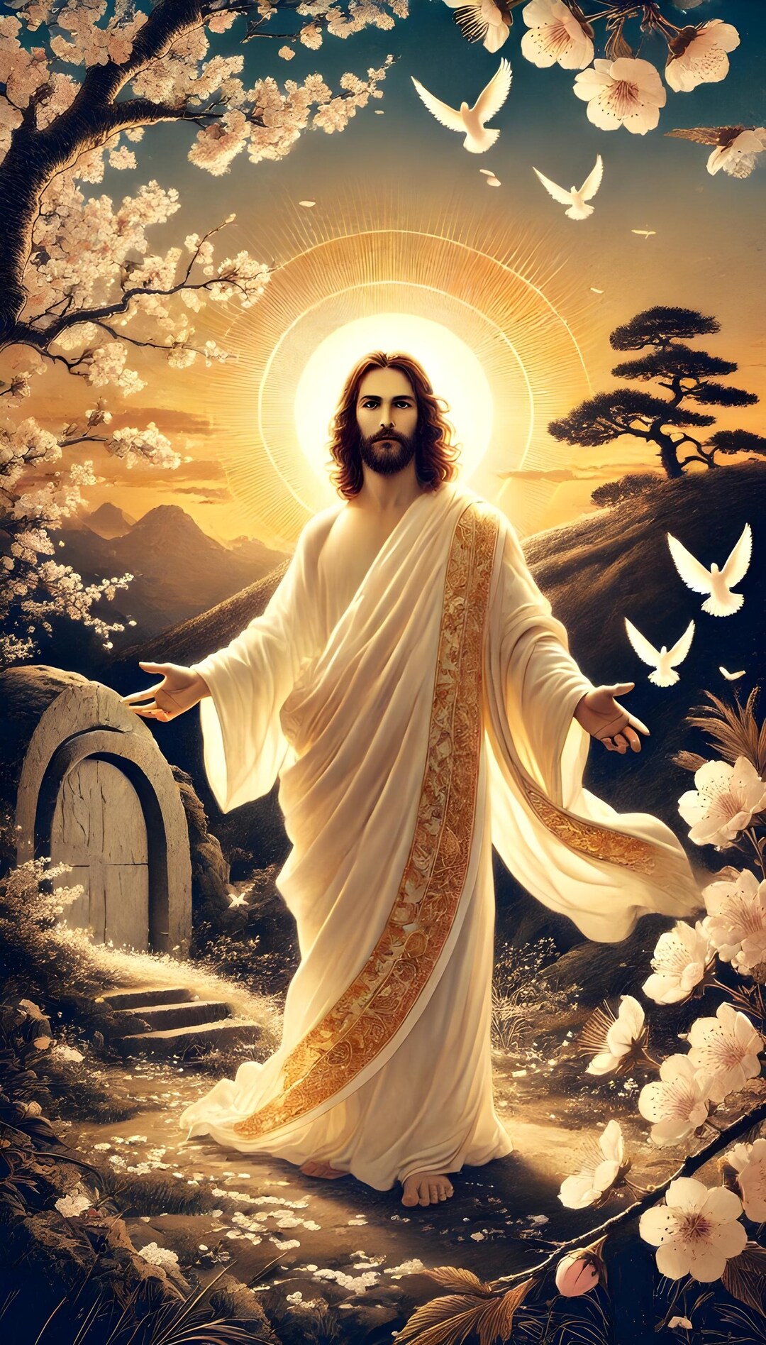 Japanese Woodblock Style Jesus Resurrection Easter | Christian Wall Art ...