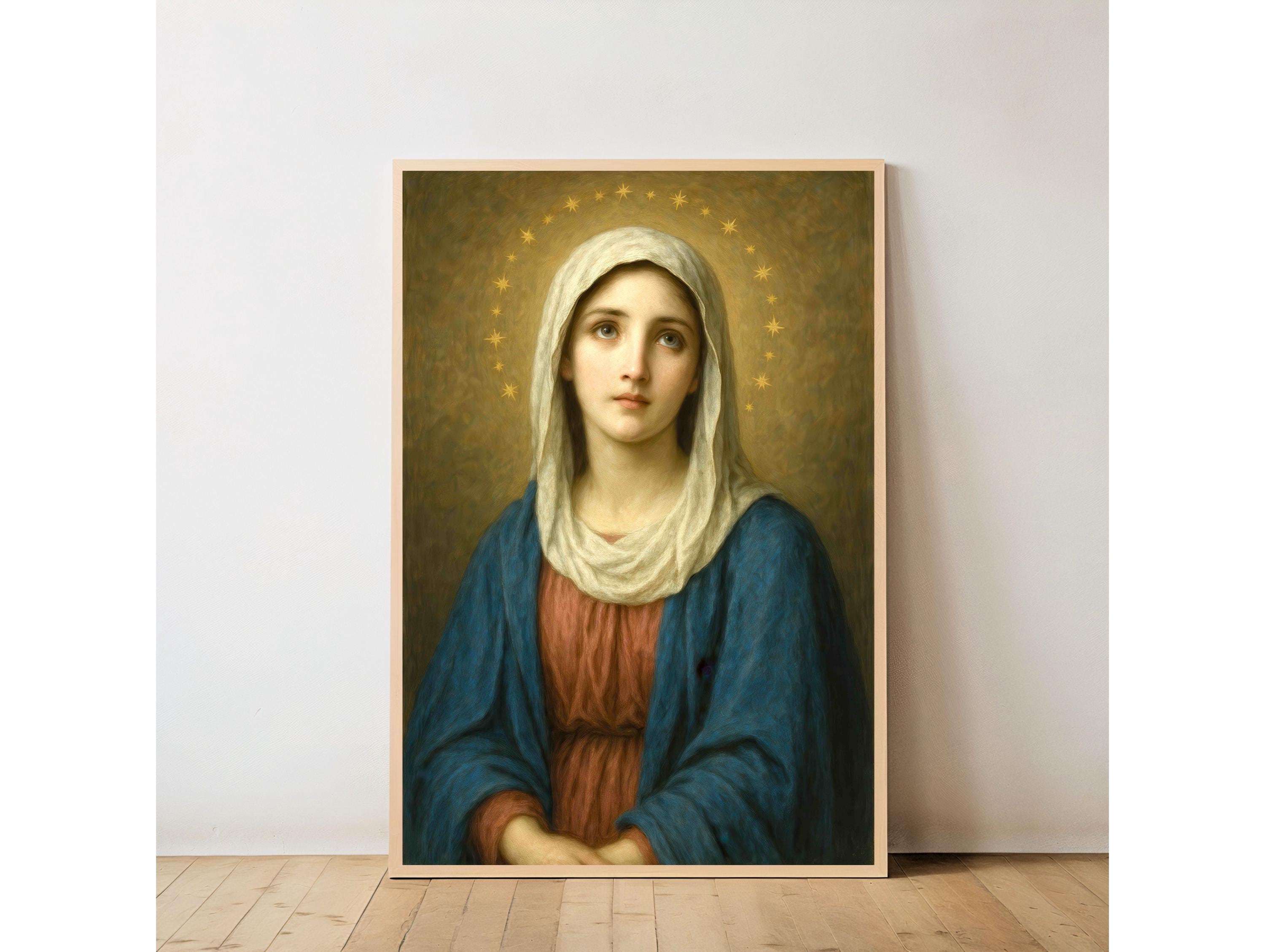 Virgin Mary Digital Art Print - Catholic Wall Decor, Blessed Mother ...