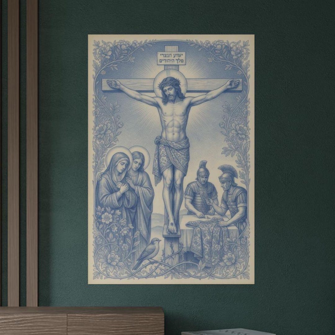 Chinoiserie Crucifixion Satin Poster | Jesus Crucifixion Art Print - Etsy