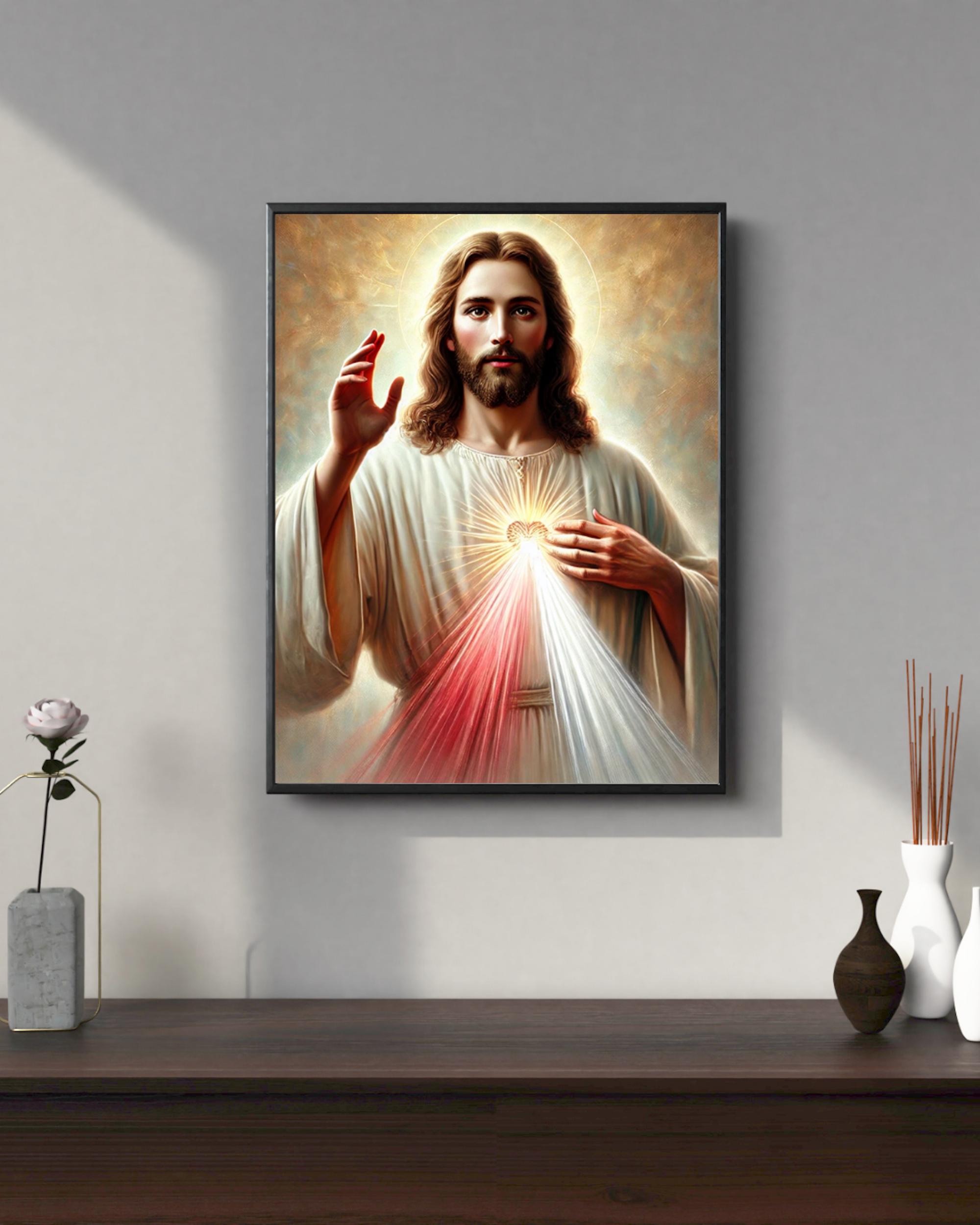 Divine Mercy Jesus Art: Sacred Heart Catholic Christian Wall Art Print ...