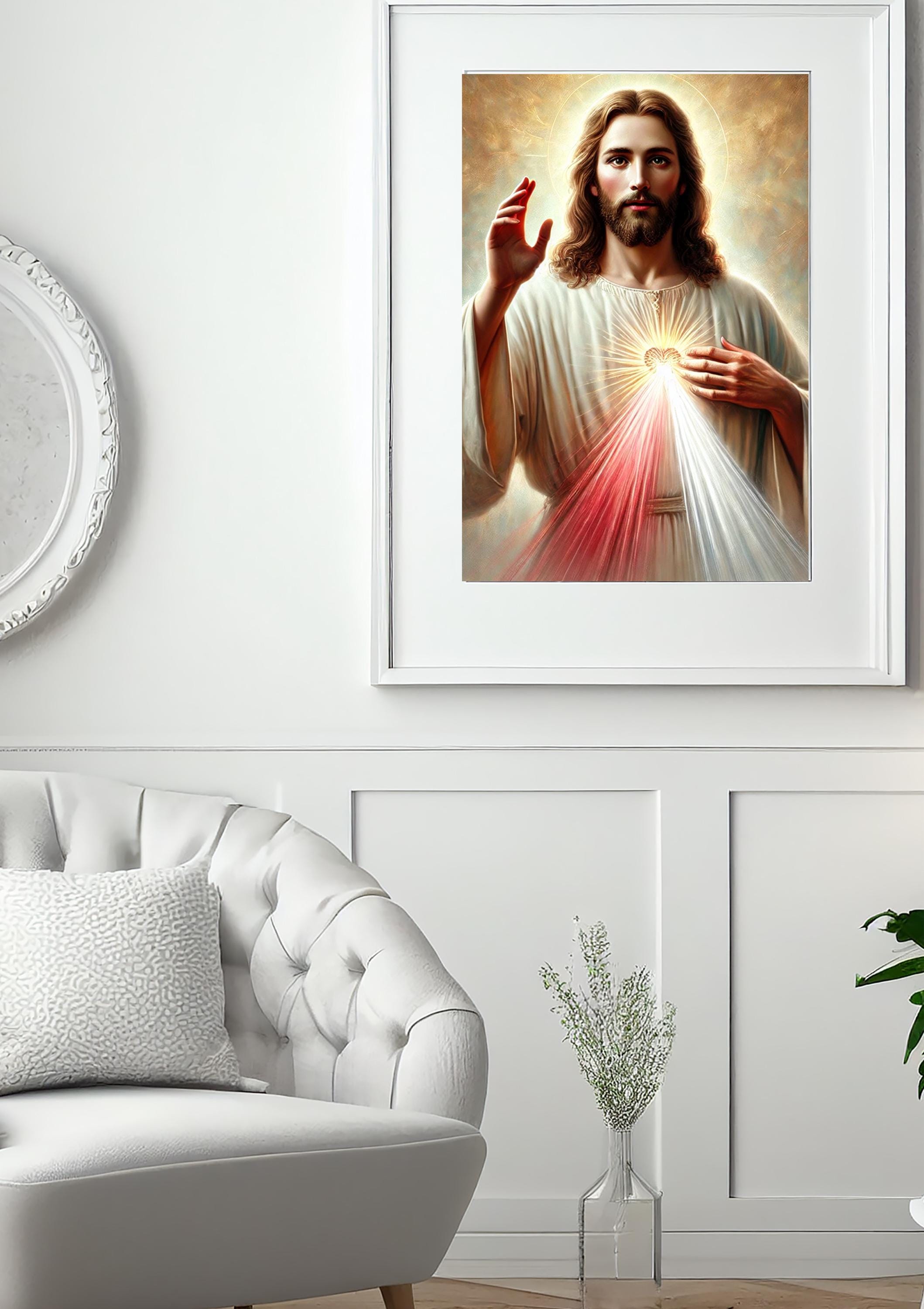 Divine Mercy Jesus Art: Sacred Heart Catholic Christian Wall Art Print ...