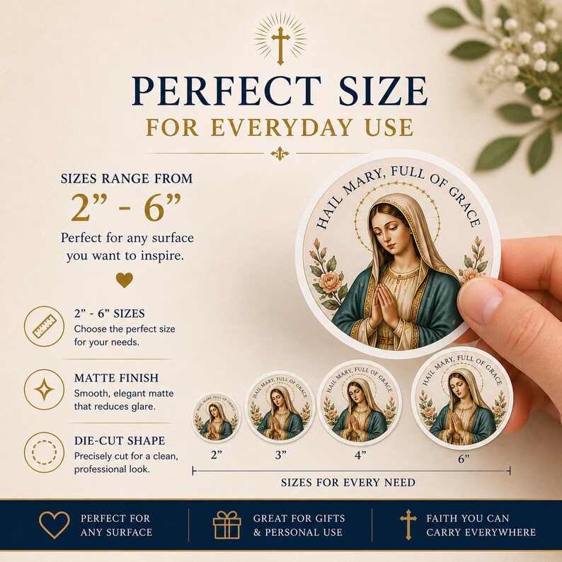 Immaculate Heart of Mary Chinoiserie Style Kiss-cut Stickers | Mother's ...