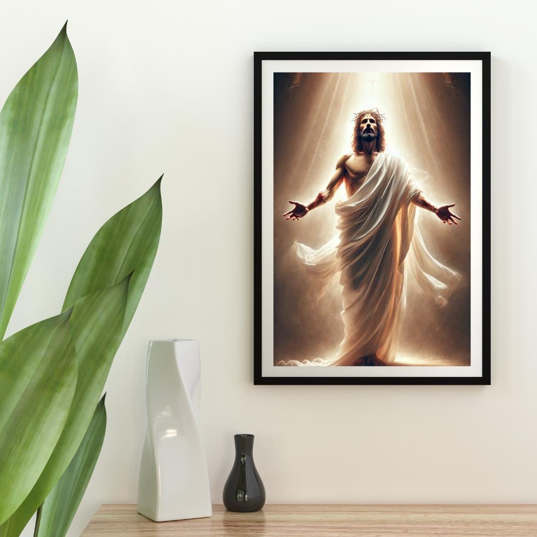Jesus Resurrection Canvas Print, Catholic Wall Art, Spiritual Home ...