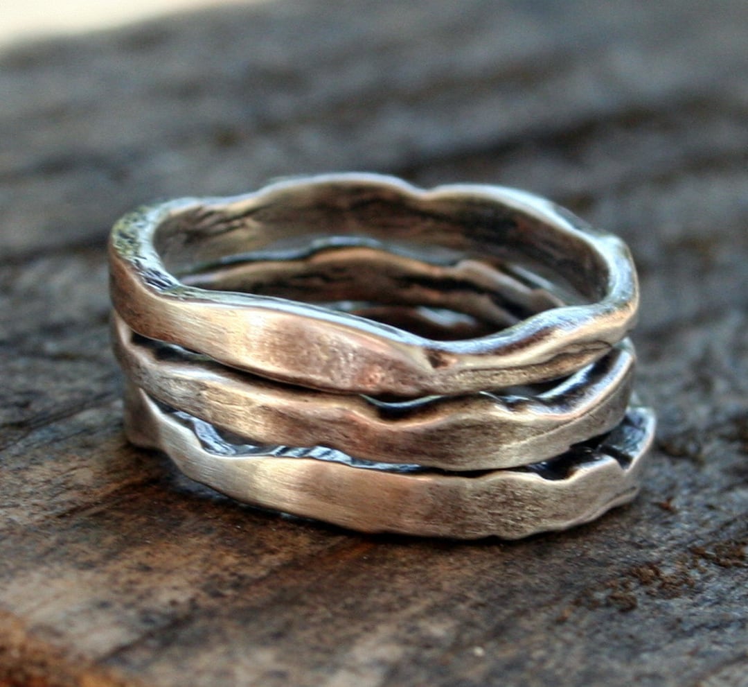Three Piece Ring Sterling Silver Stacking Ring - Etsy