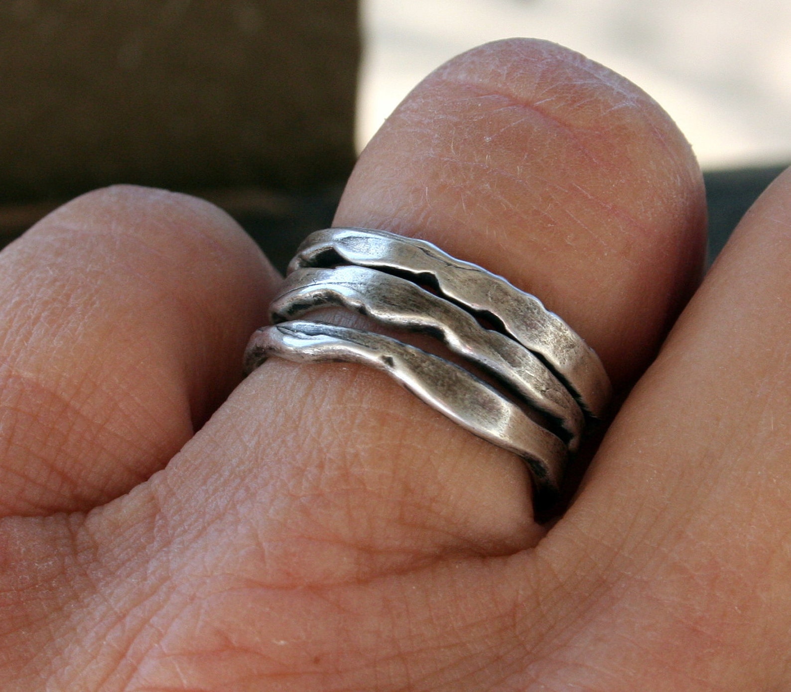 Three Piece Ring Sterling Silver | Etsy