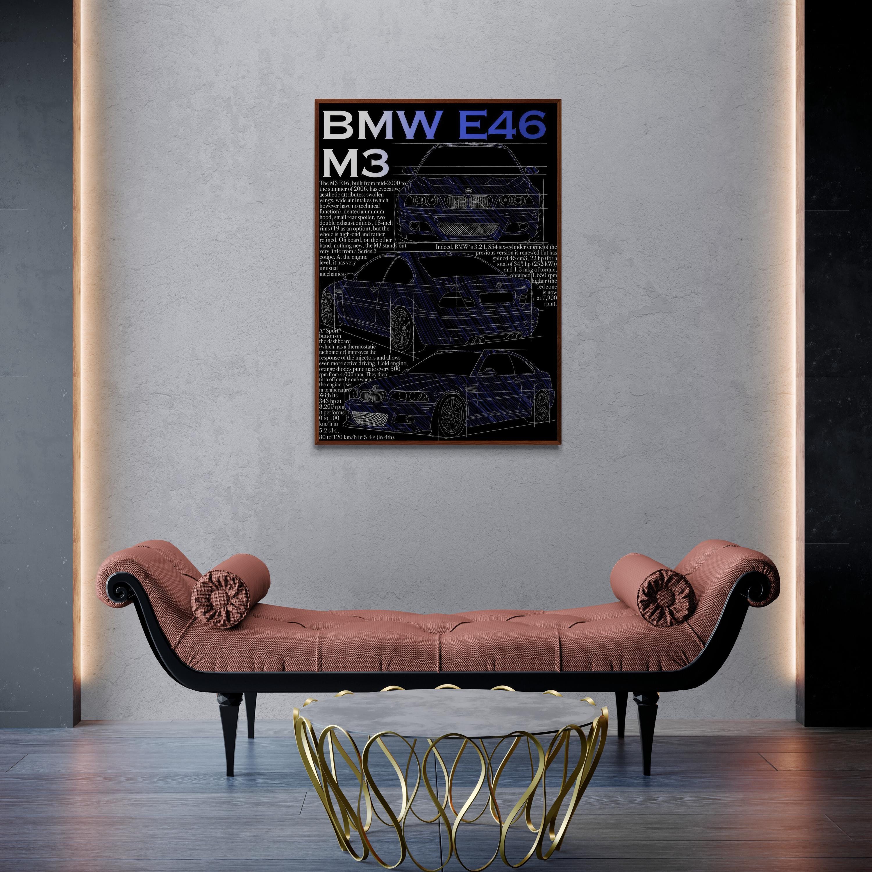 BMW E46 M3 Blueprint Poster: Vintage Car Art (digital Print) - Etsy ...