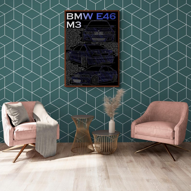 BMW E46 M3 Blueprint Poster: Vintage Car Art (digital Print) - Etsy ...