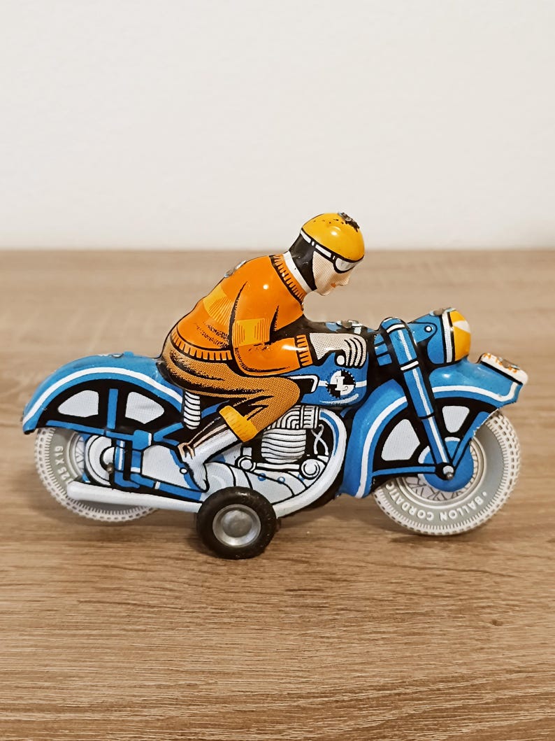1960s Tin Motorcycle Toy: Wind-up Mechanical Retro Collectible - Etsy