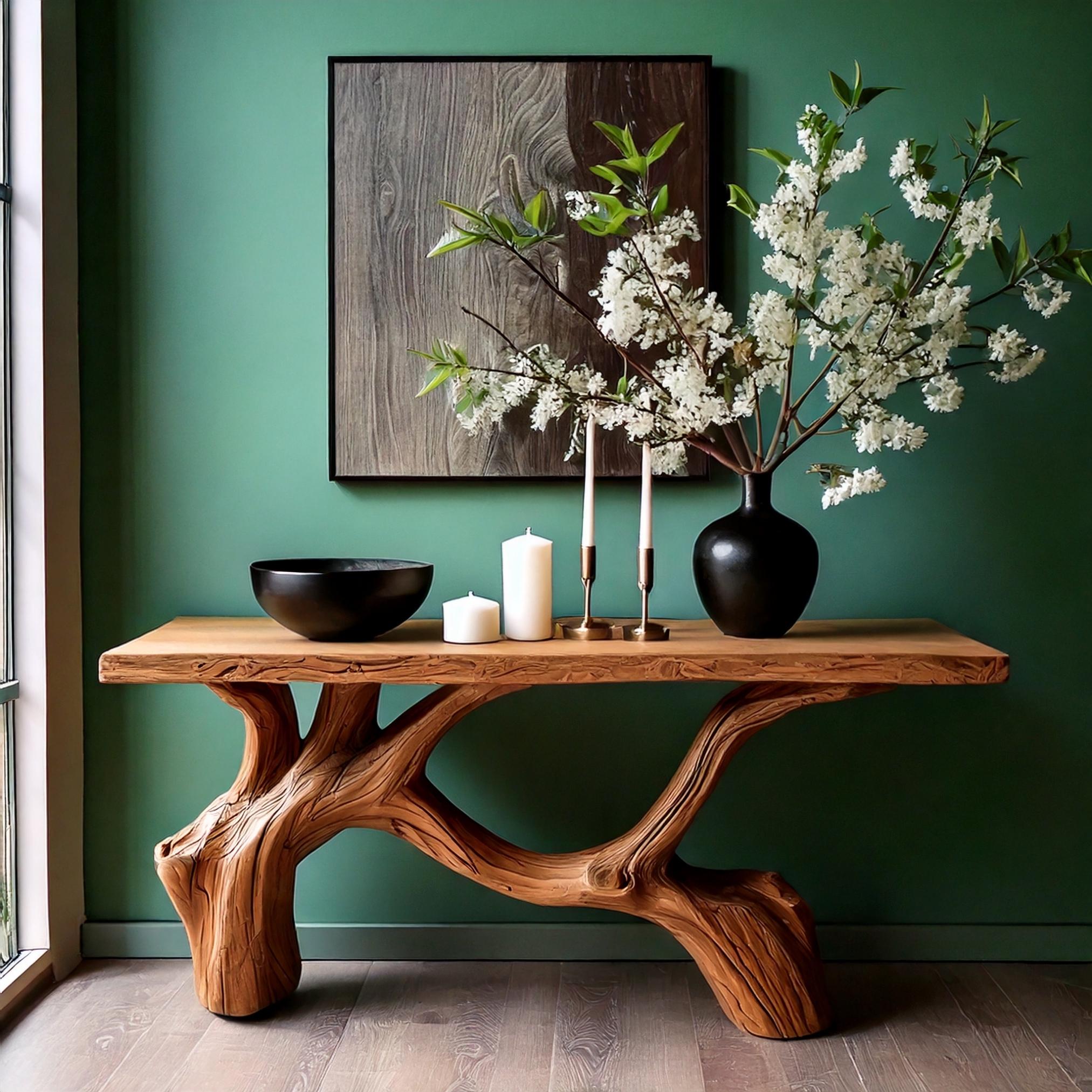 Driftwood Console Table With Live Edge Top Handmade Entryway Table ...