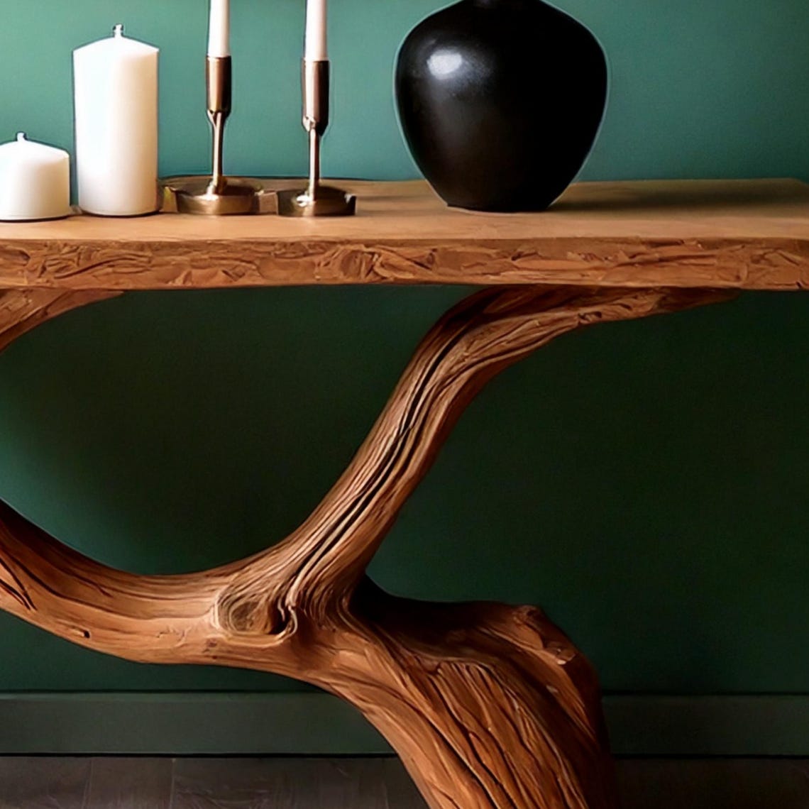 Driftwood Console Table With Live Edge Top Handmade Entryway Table ...