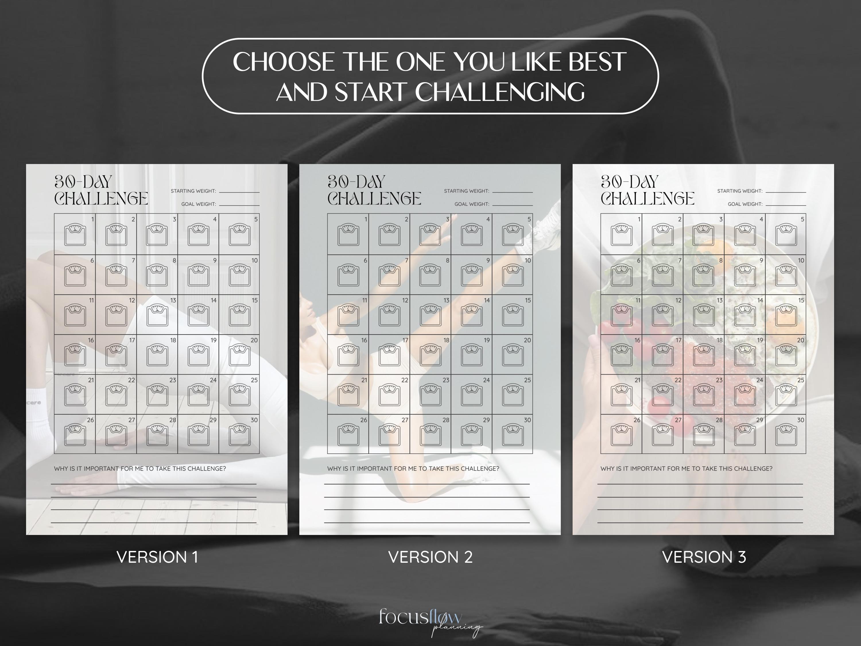 30 Day Weight Loss Tracker Printable, Weight Loss Challenge, Weight ...