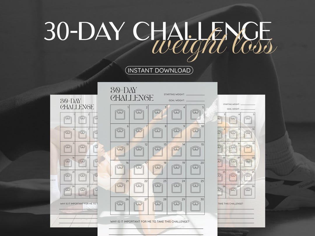 30 Day Weight Loss Tracker Printable, Weight Loss Challenge, Weight ...