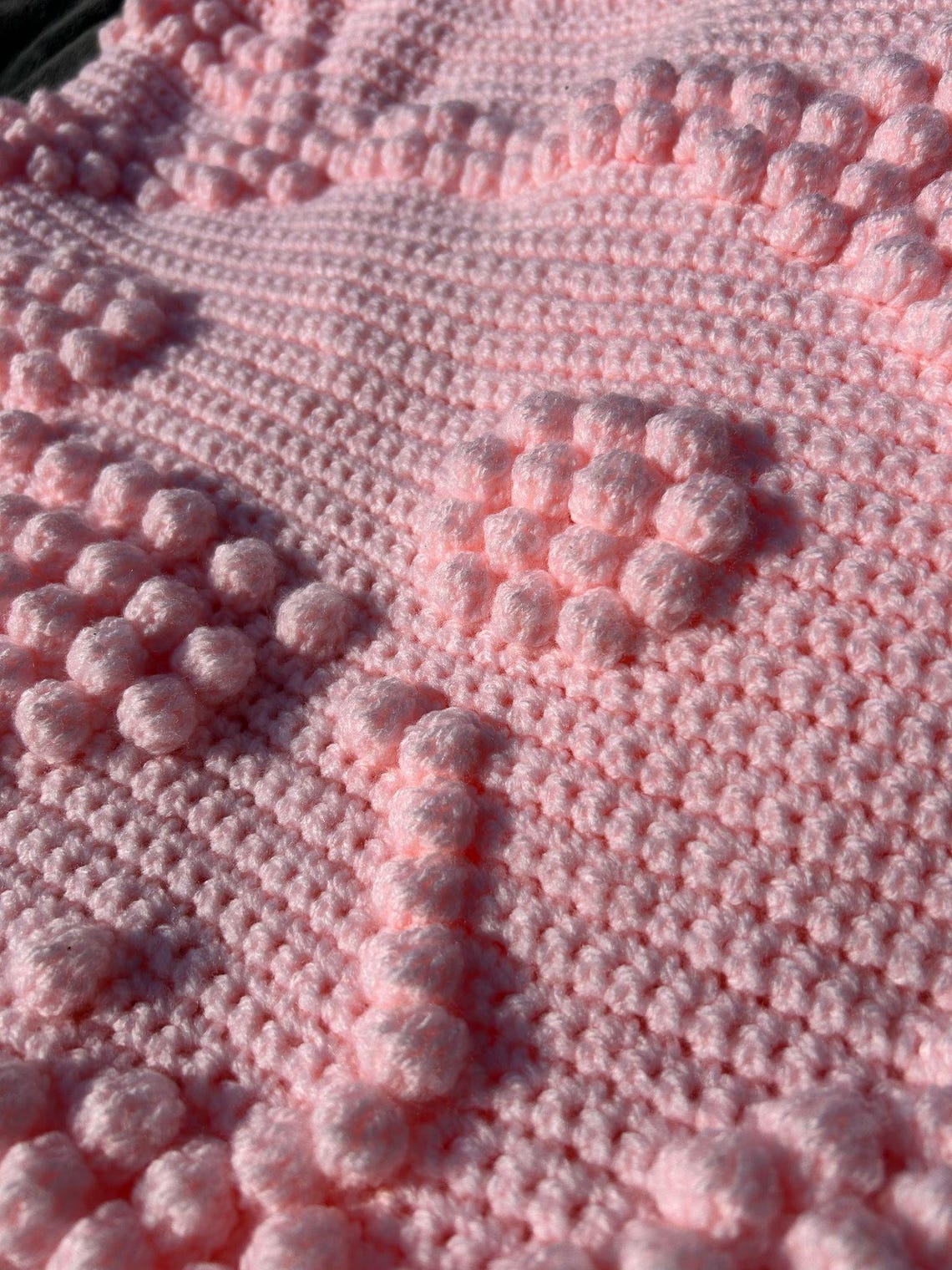 Pink Teddy Bear Bobble Stitch Crochet Blanket - Etsy