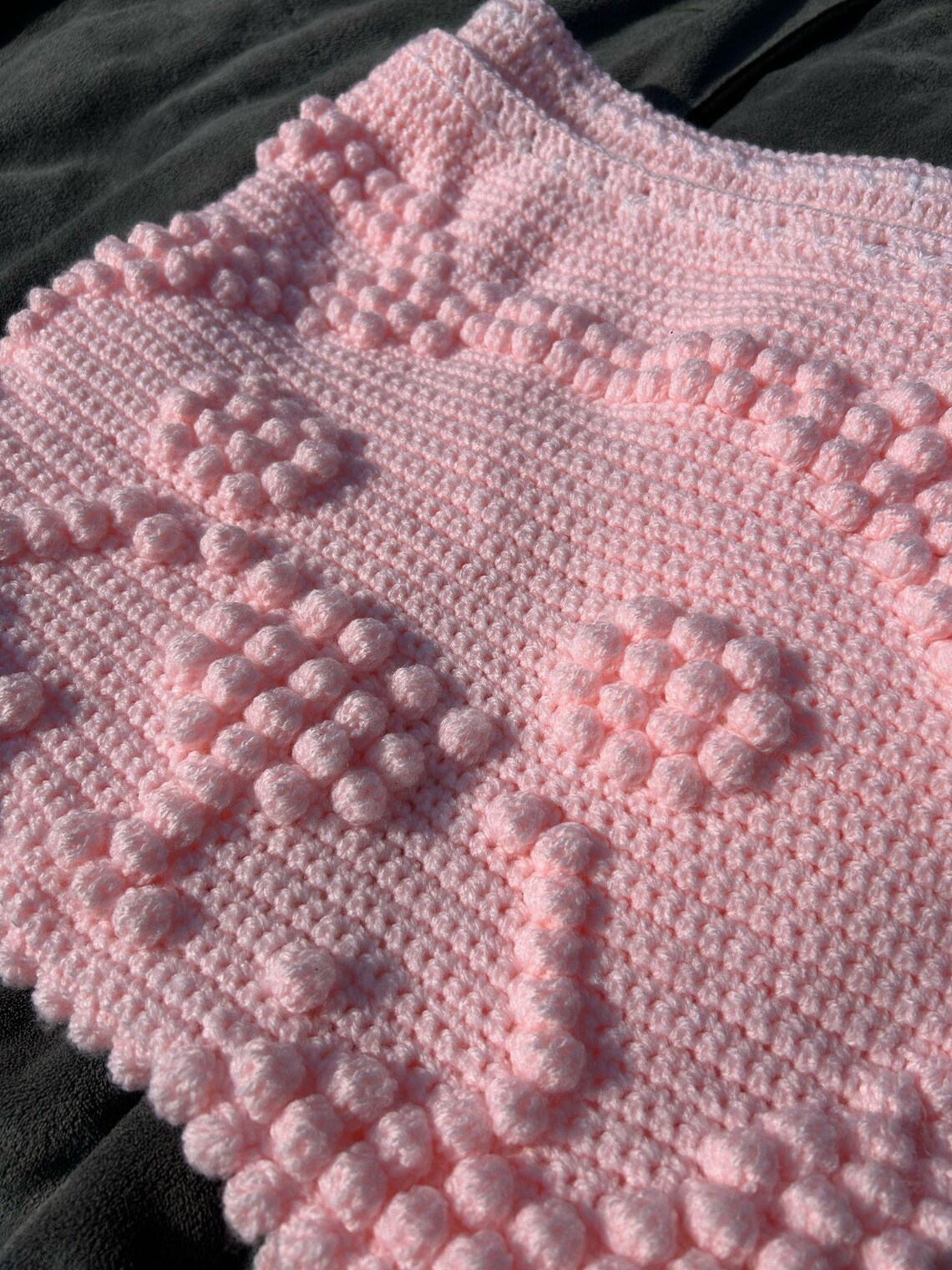 Pink Teddy Bear Bobble Stitch Crochet Blanket - Etsy