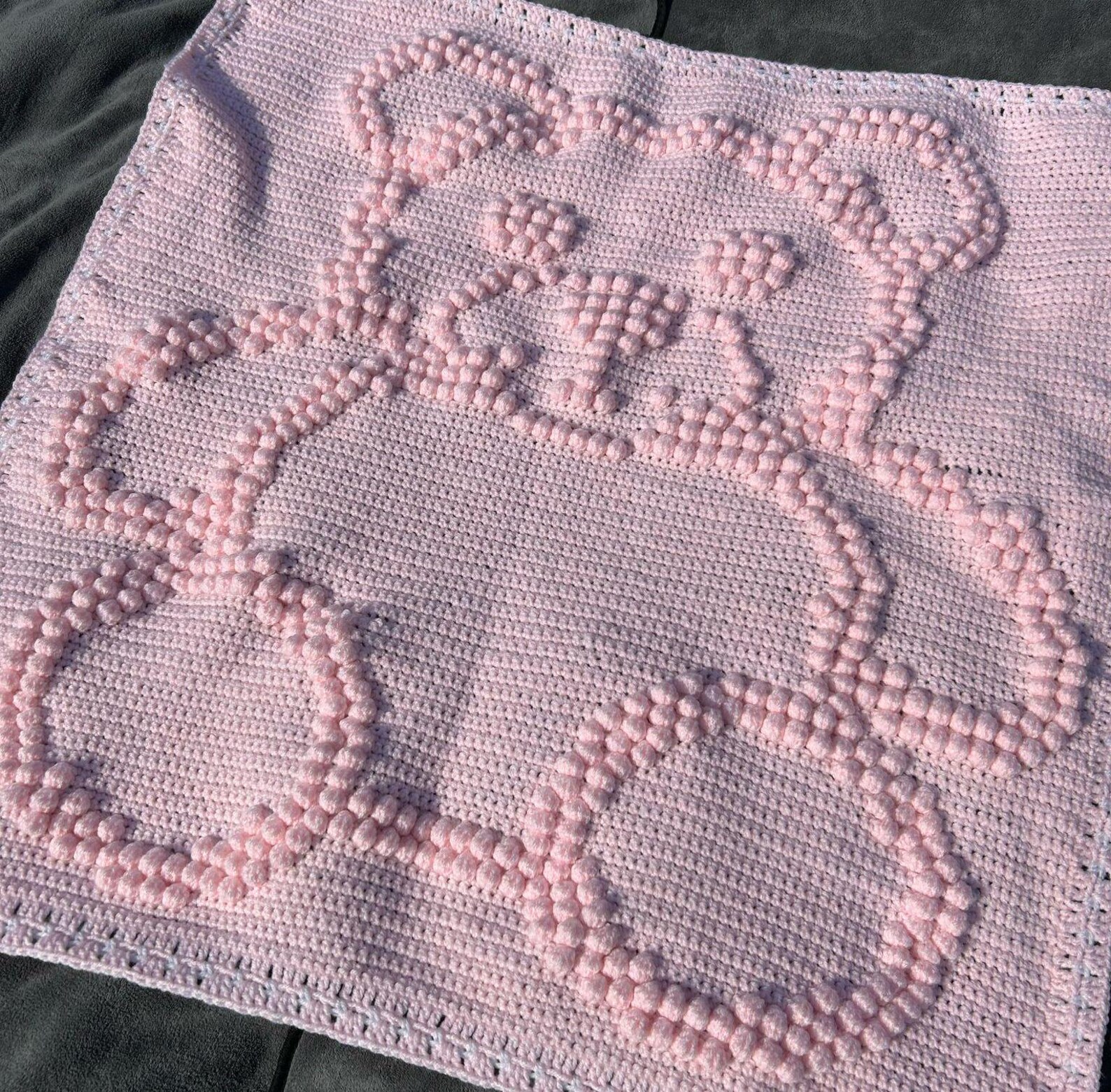 Pink Teddy Bear Bobble Stitch Crochet Blanket - Etsy