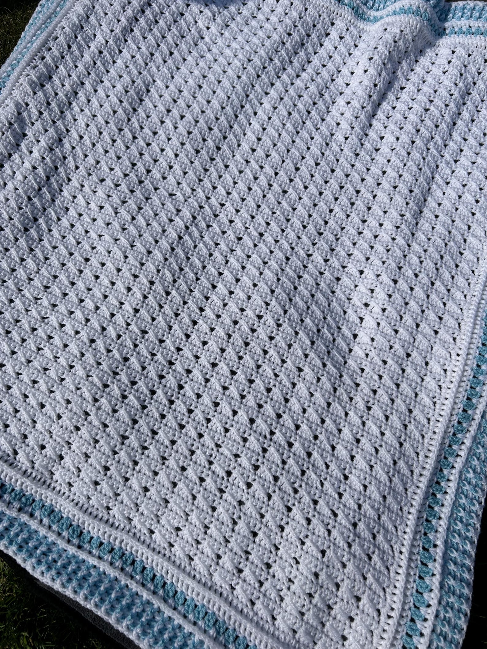 Handmade Blue and White Intricate Crochet Blanket - Etsy