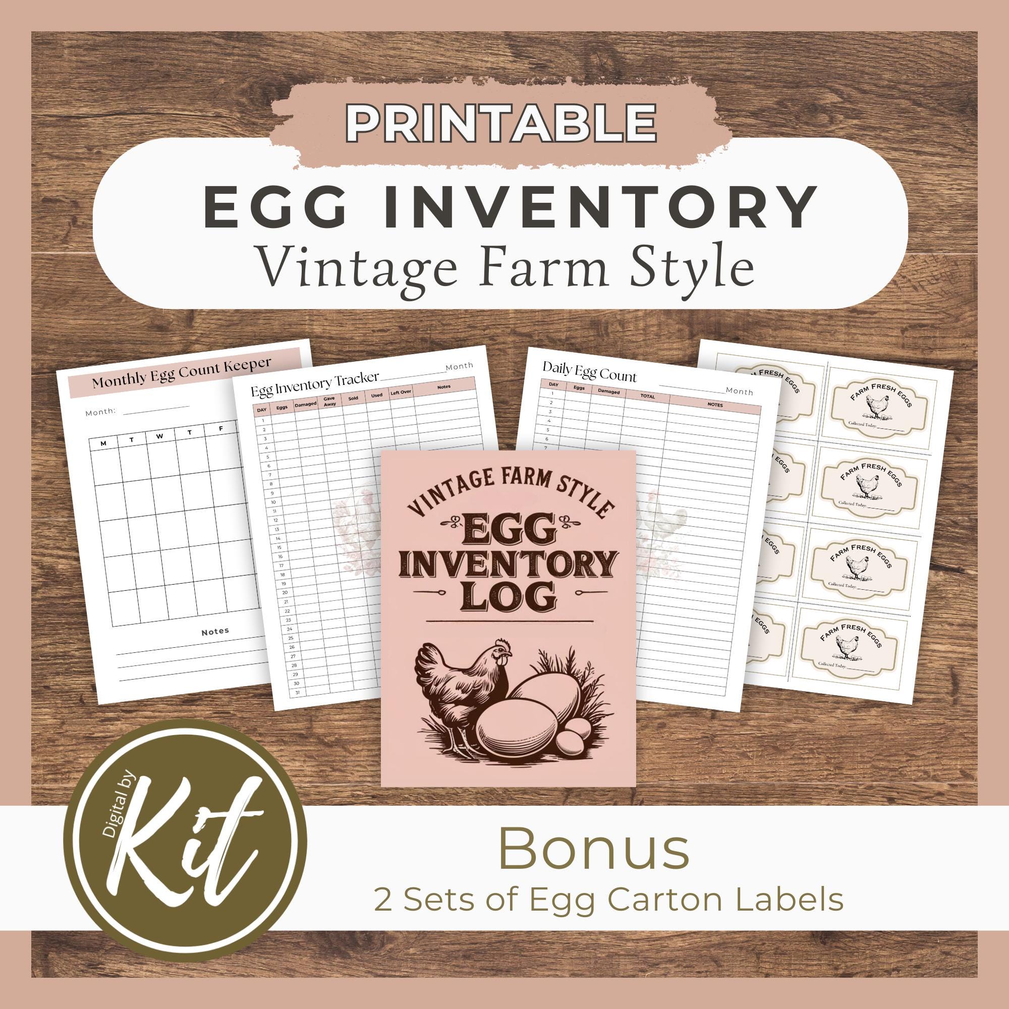 Egg Tracker Printable Bundle | Chicken Egg Inventory Log | Daily ...