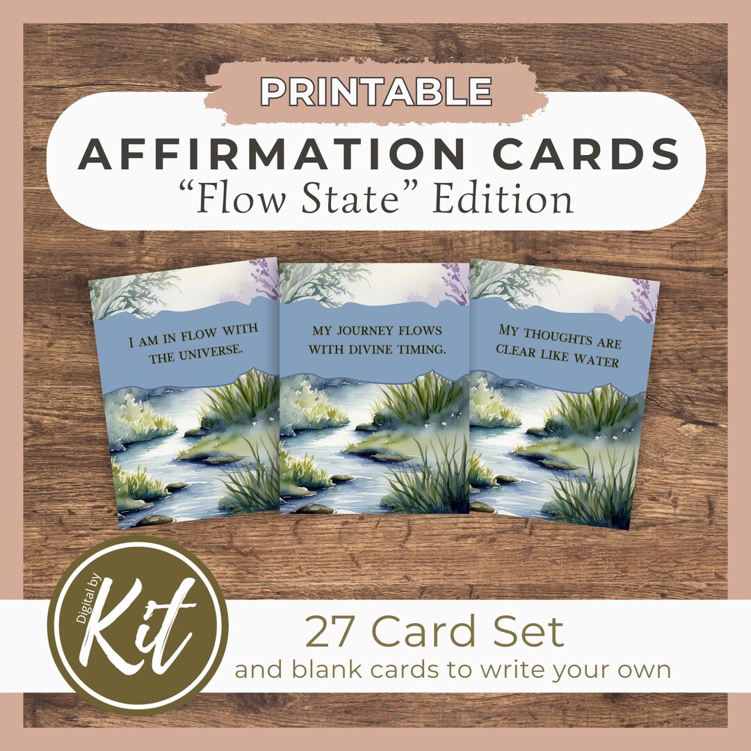 Flow State Printable Affirmation Cards | Water-themed Self-care ...