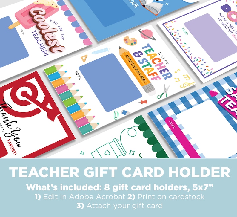 Teacher Appreciation Gift Card Holder | Instant Download | Printable ...