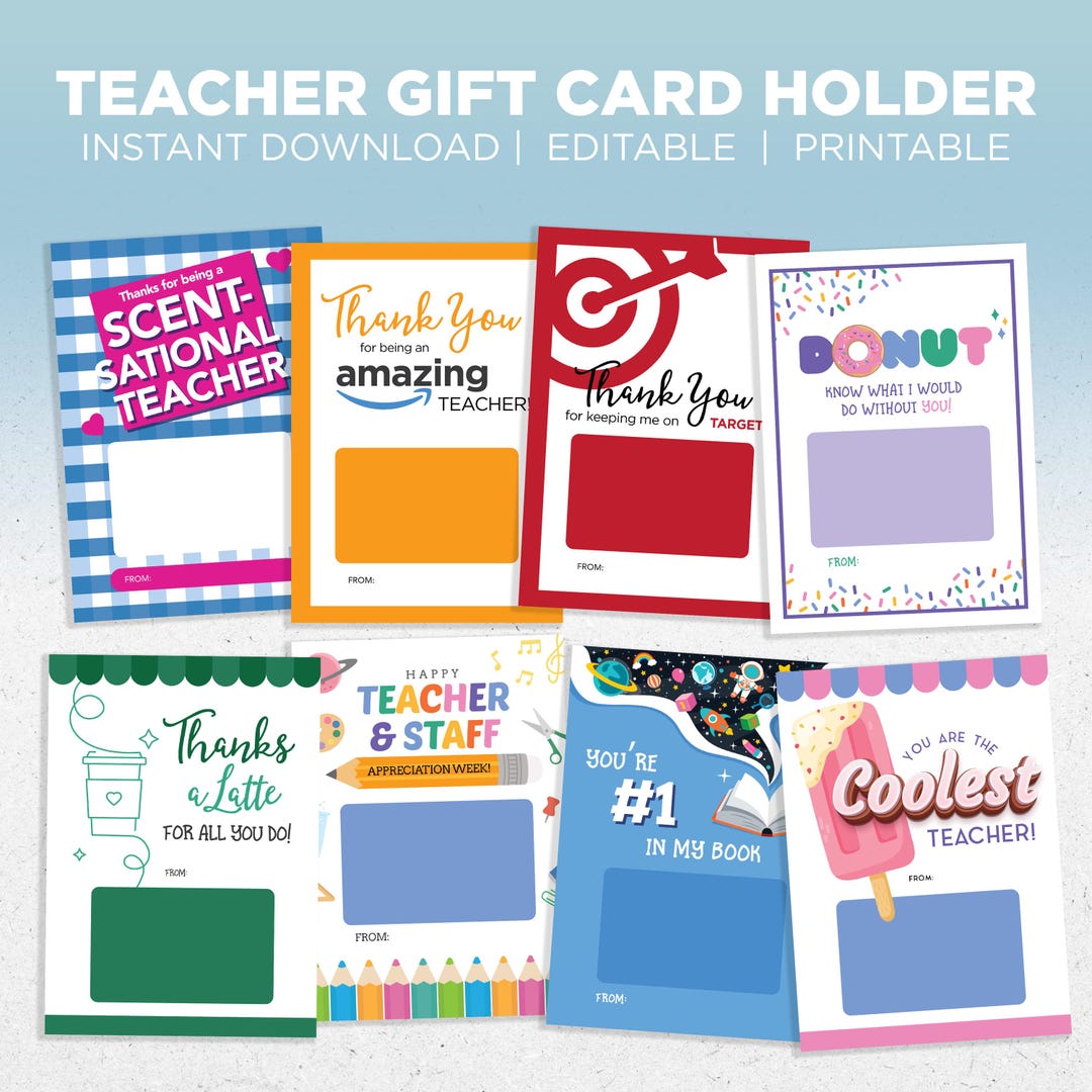 Teacher Appreciation Gift Card Holder | Instant Download | Printable ...