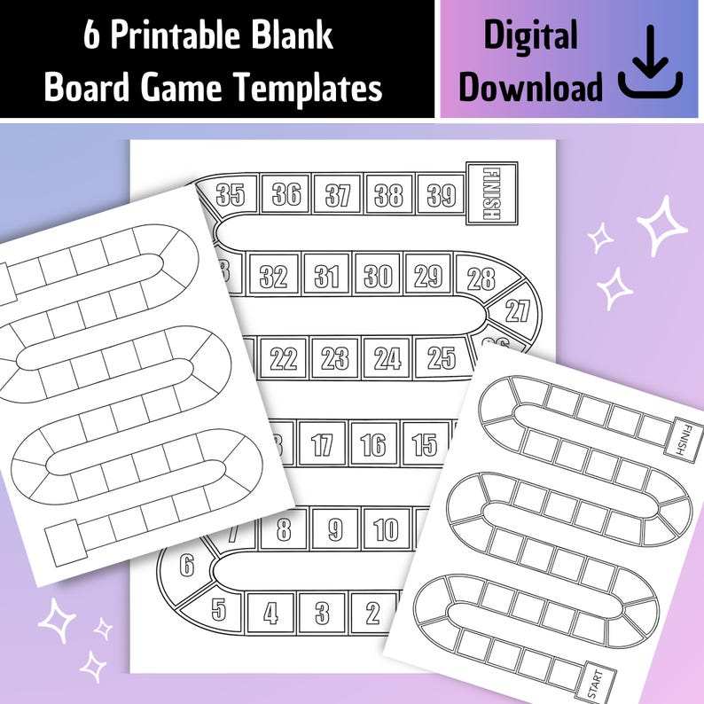 6 Printable Board Game Templates - Etsy