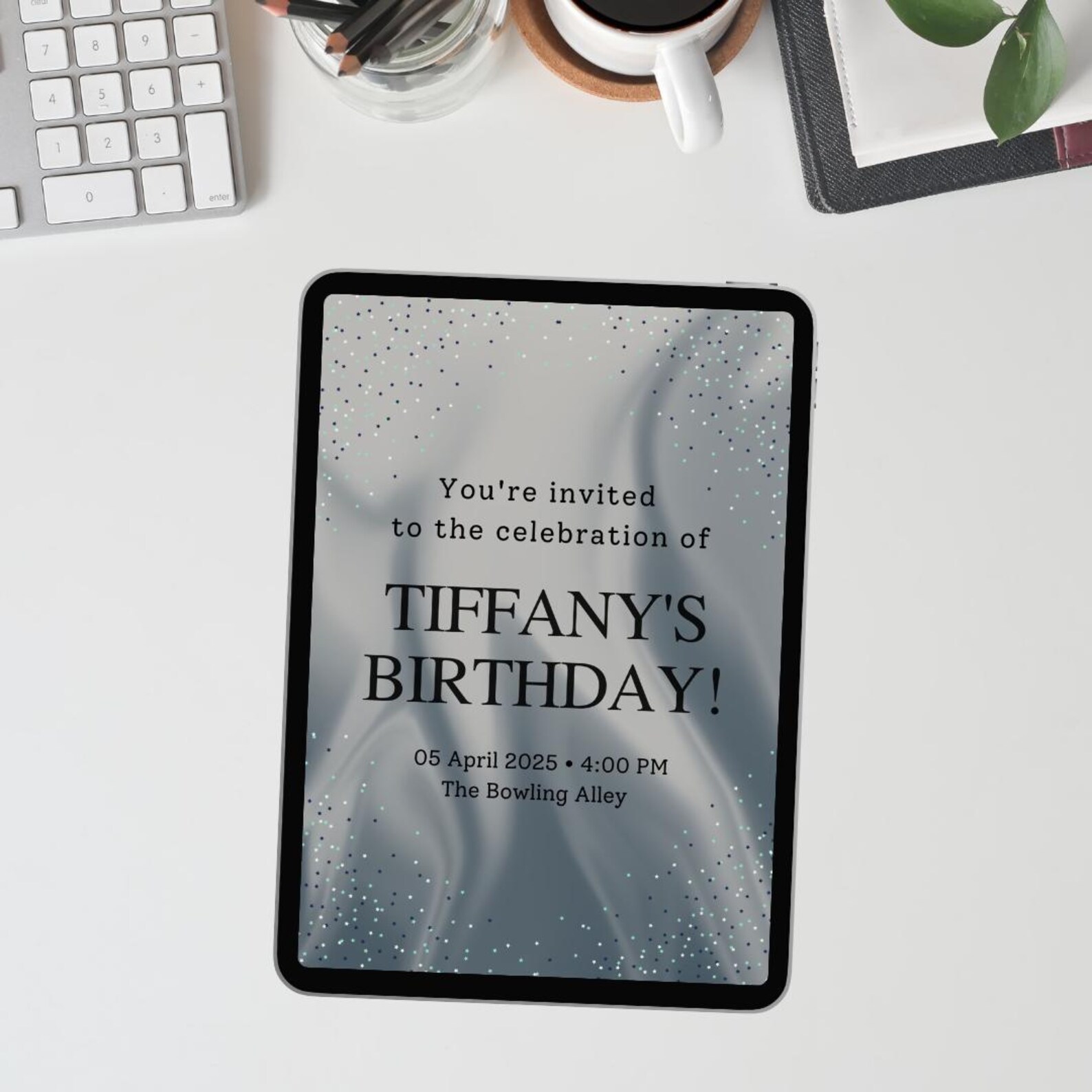 Silver Editable Birthday Party Invitation | Printable Digital Download ...