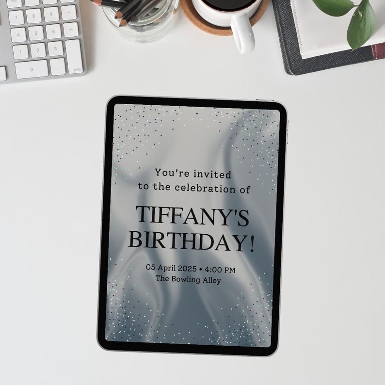 Silver Editable Birthday Party Invitation | Printable Digital Download ...