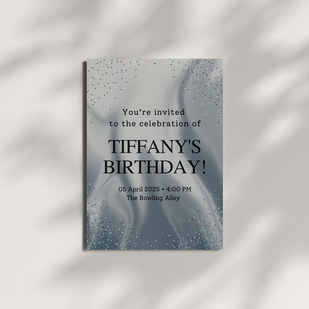 Silver Editable Birthday Party Invitation | Printable Digital Download ...