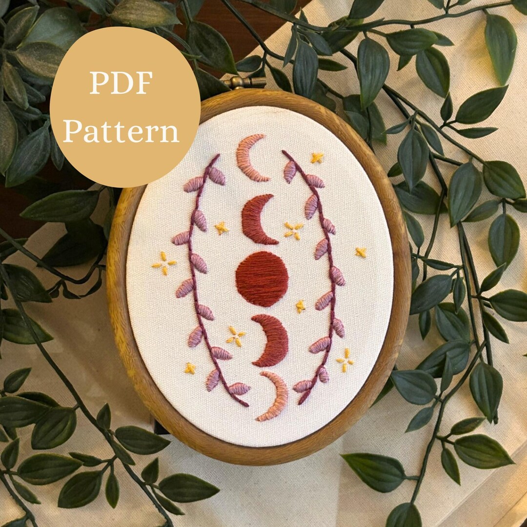 Moon Phases Embroidery Pattern | Beginner DIY Craft (PDF Pattern) - Etsy