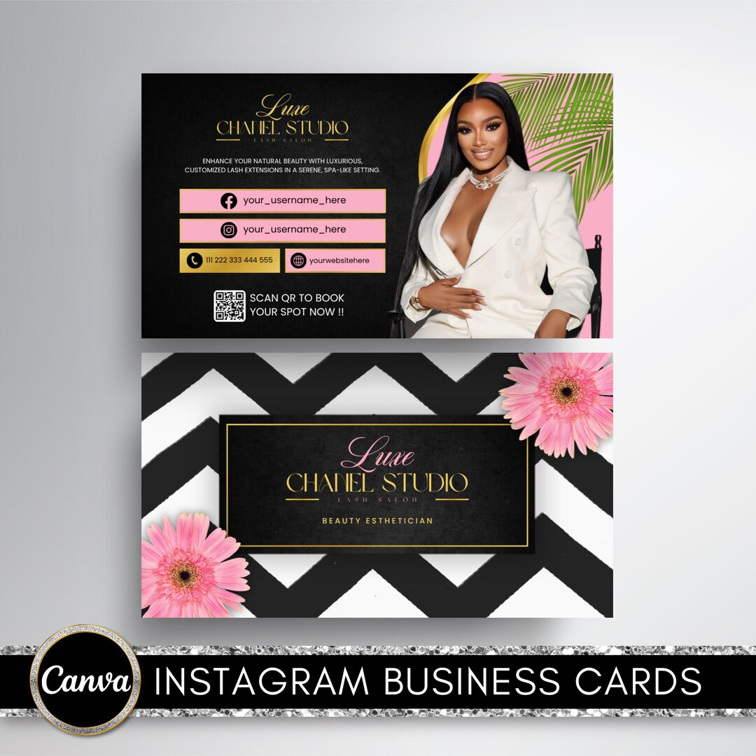 Business Card Canva Template QR Code, Luxury Instagram Business Card ...