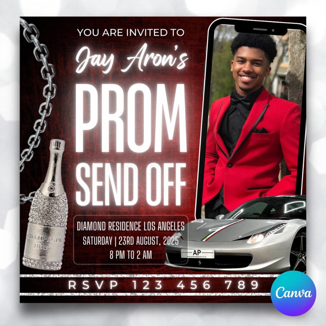 Prom Invitation Flyer, Prom Send off Flyer Red and Black , Prom Event ...