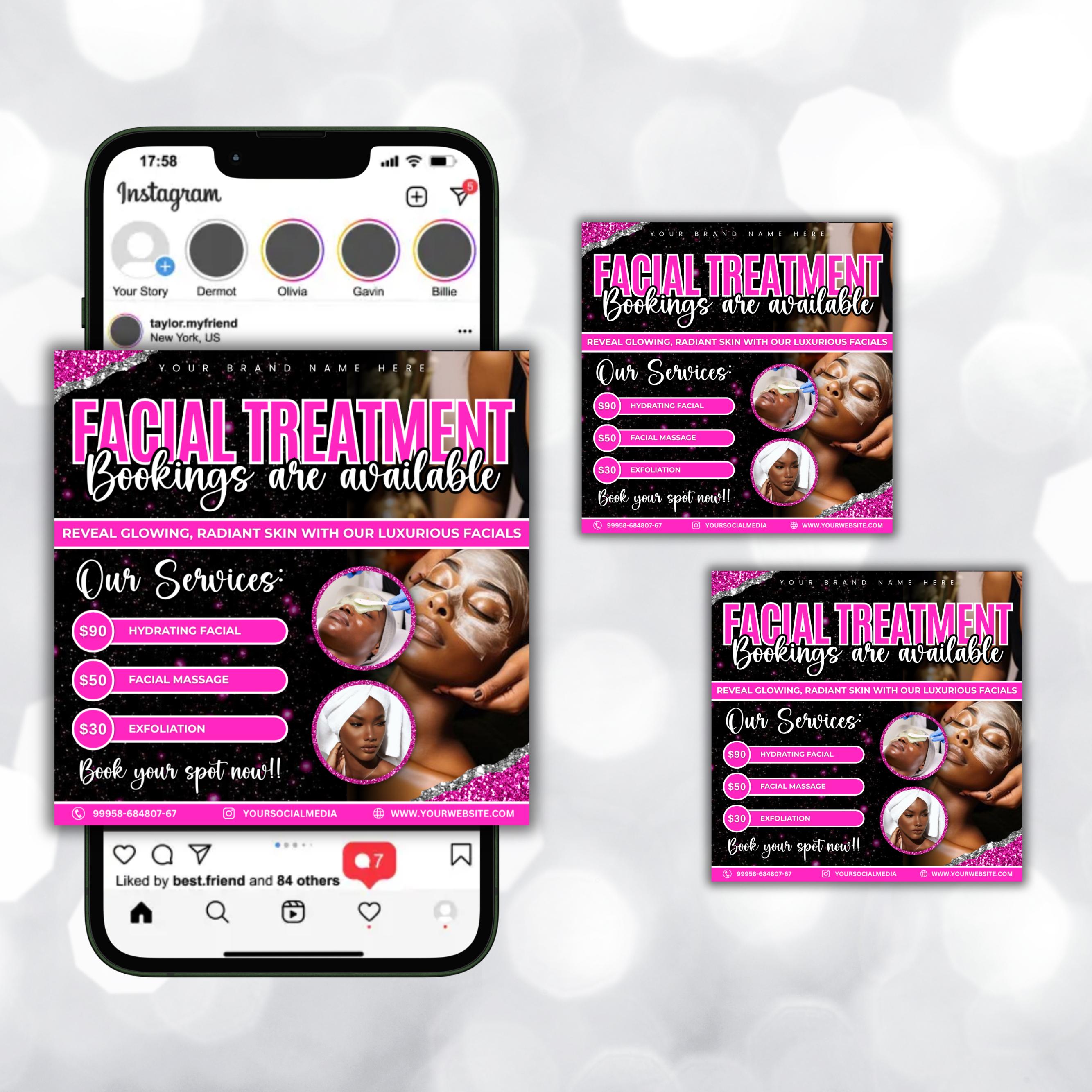 Facial Treatment Flyer: Esthetician Spa Template (canva Editable) - Etsy