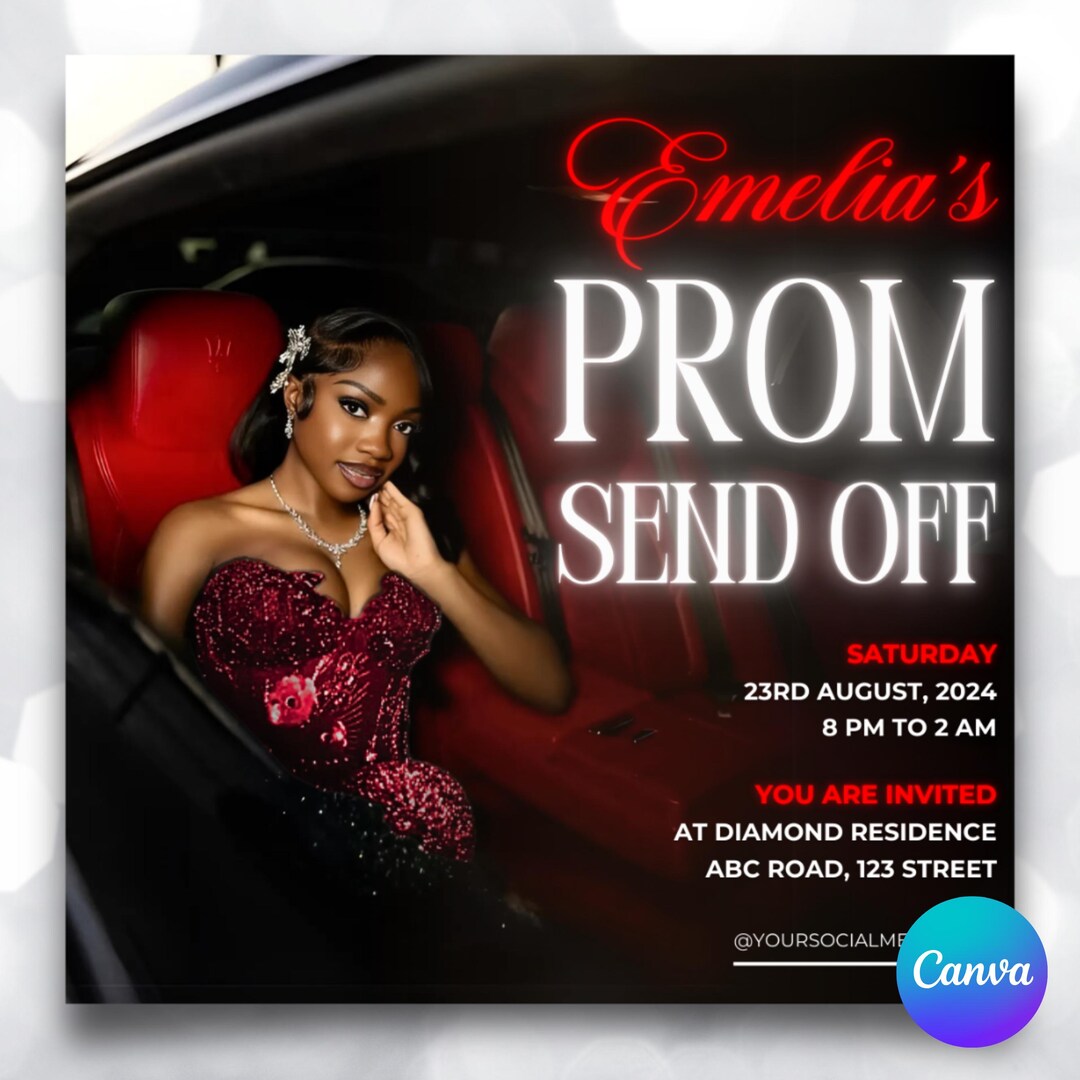 Prom Send off Flyer Red and Black, Prom Invitation Flyer, Prom Canva ...