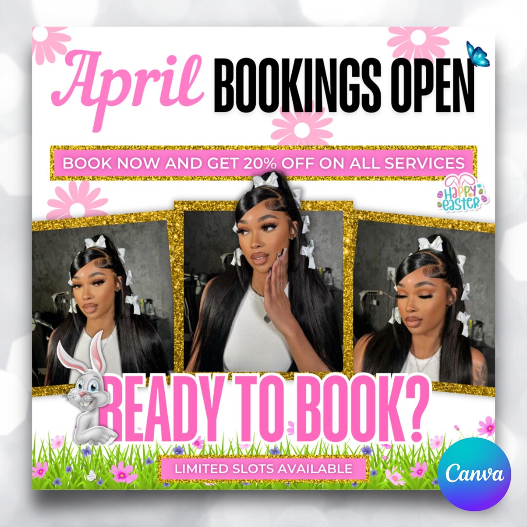 April Booking Flyer Template, Spring Booking Appointments , Easter ...