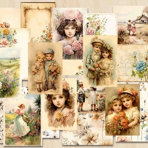 100 Vintage Children Ephemera Image Bundle Printable Kit Junk Journal ...