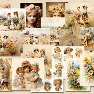 100 Vintage Children Ephemera Image Bundle Printable Kit Junk Journal ...