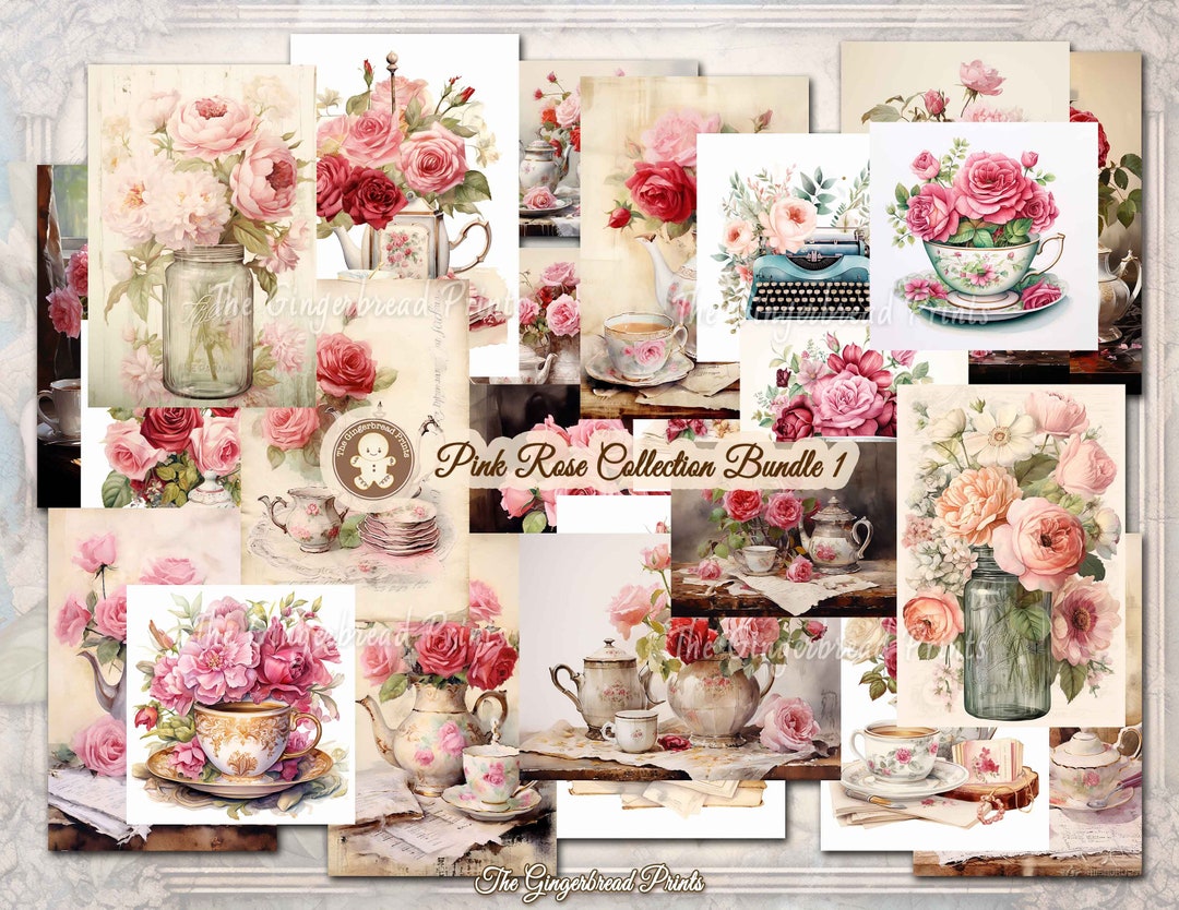 100+ Pink Rose Collection Images Bundle #1 for Junk Journal ...